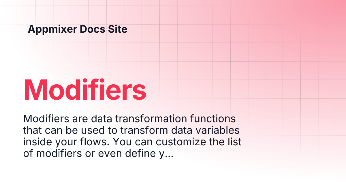 Modifiers | Appmixer Docs Site